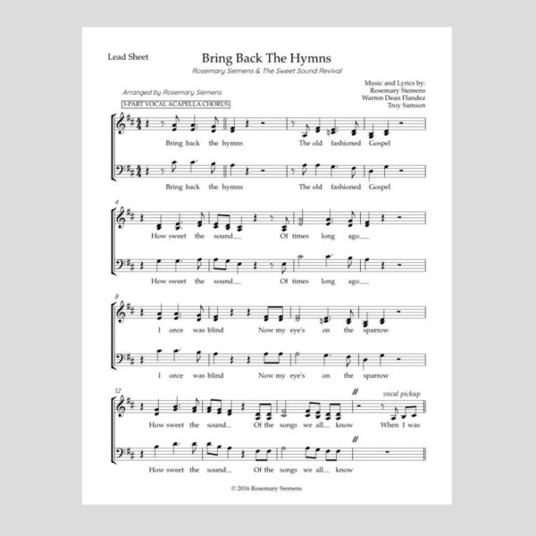 Bring Back the Hymns – Digital Sheet Music – Rosemary Siemens Official